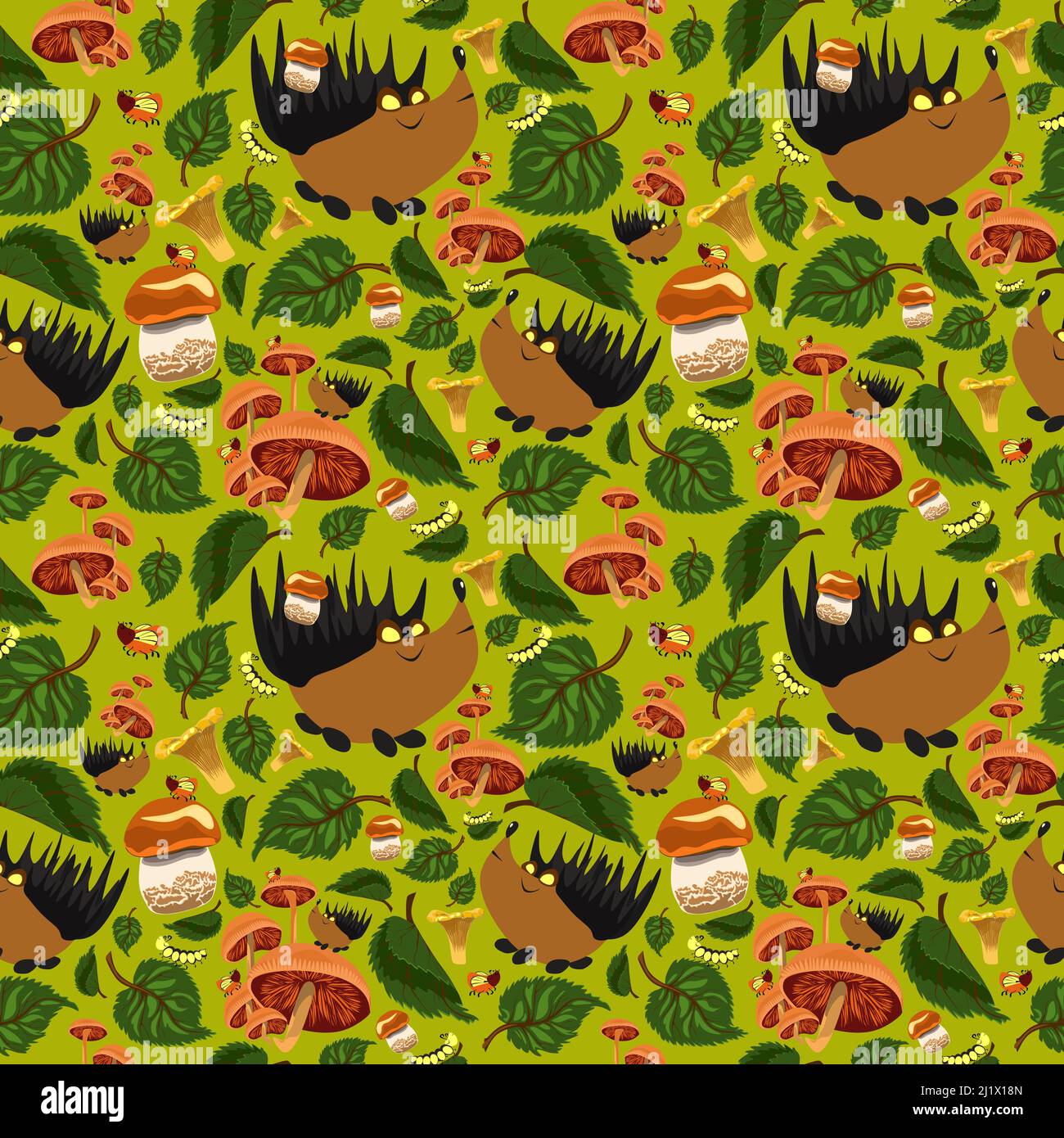 Forest pattern with animals and plants. Seamless pattern for fabric ...