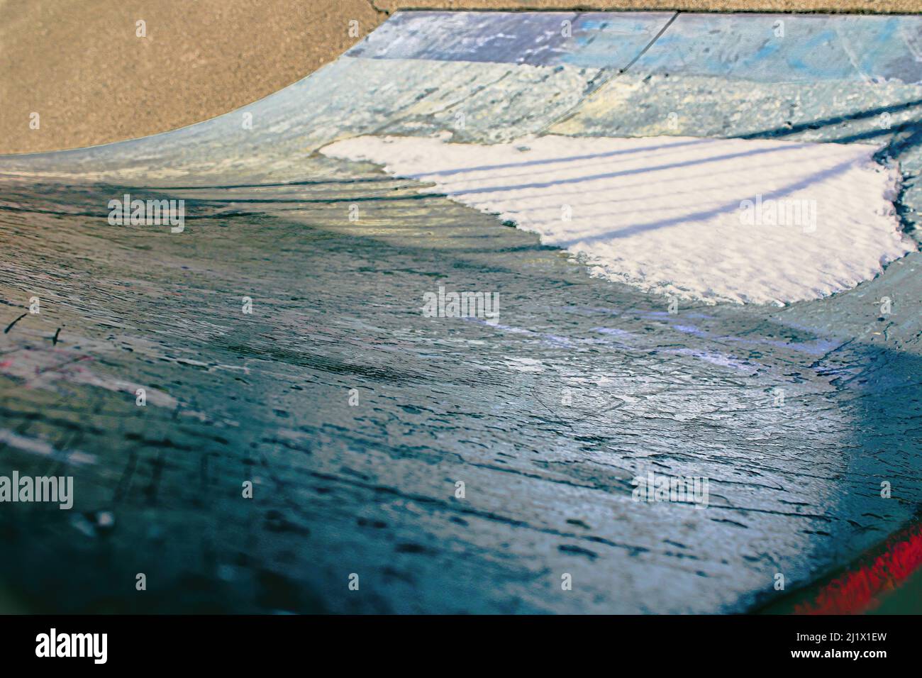 Snow is melting at the skate park Stock Photo - Alamy