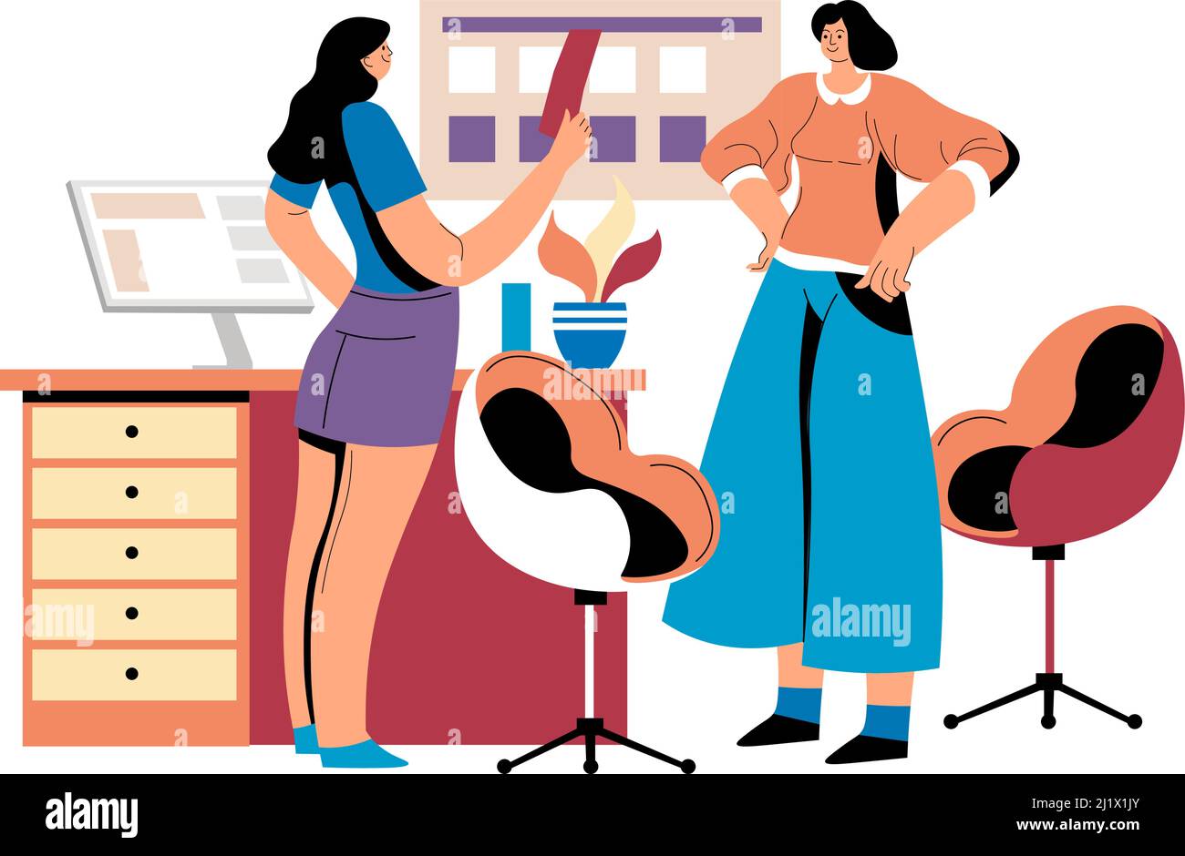 Female characters employees working in office Stock Vector Image & Art ...