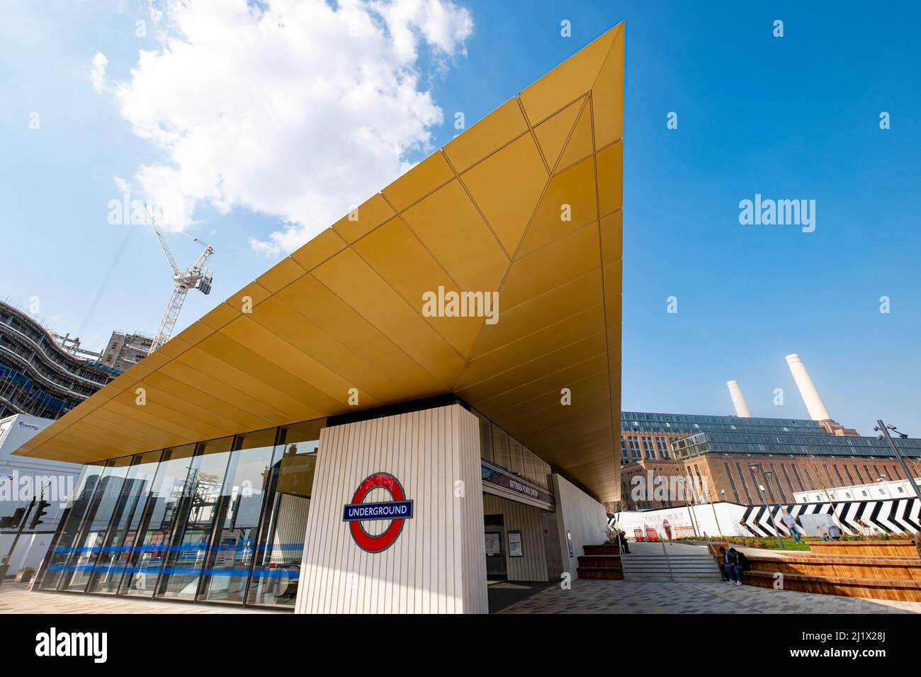 London- March 2022: Battersea Power Station Underground station, a ...