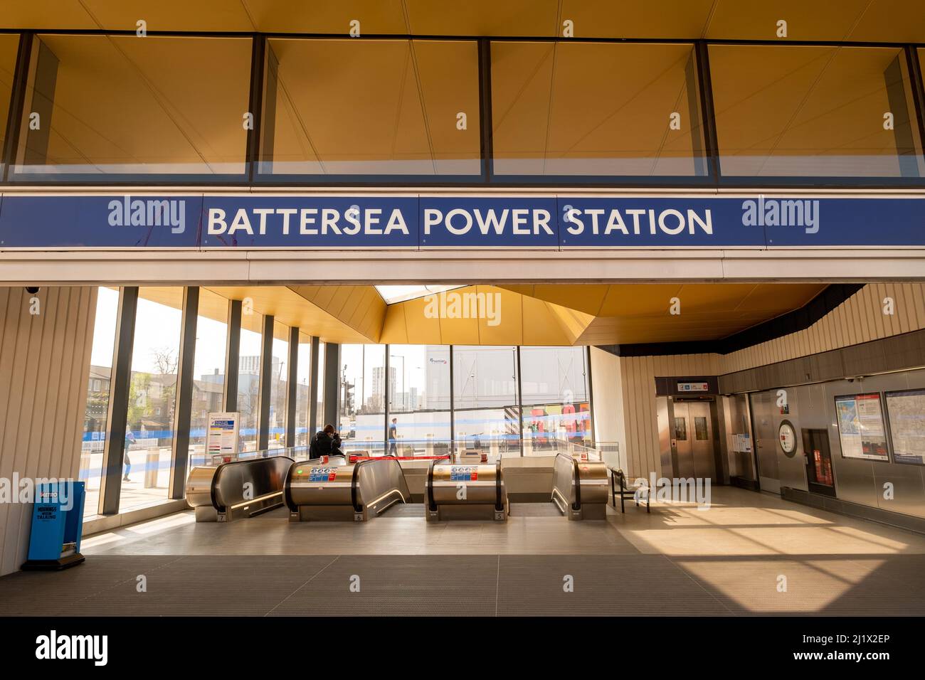 London- March 2022: Battersea Power Station Underground station, a ...