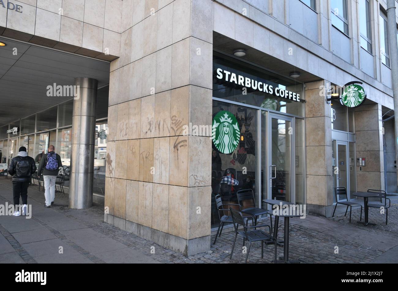 Copenhagen/Denmark/.28 March 2022/. Starbucks coffee cafe in danish ...