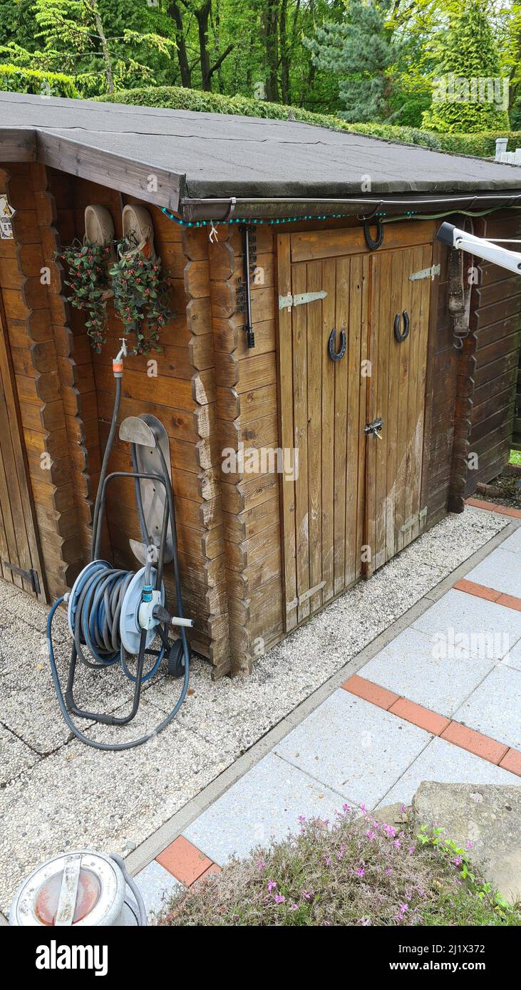 Old wooden hut in the countryside Stock Photo - Alamy