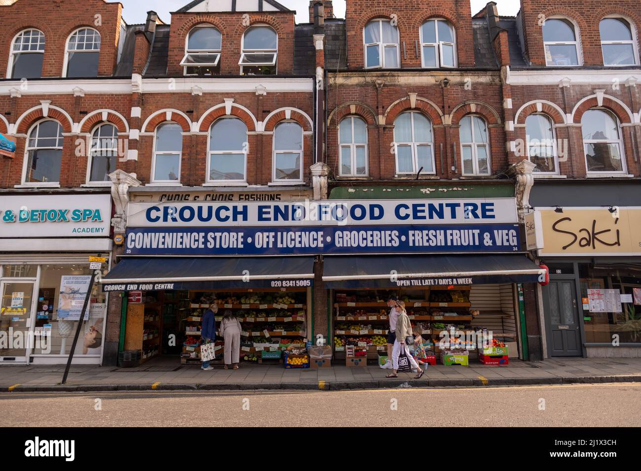 London- March 2022: Crouch End Food Centre shop. An upmarket area of ...