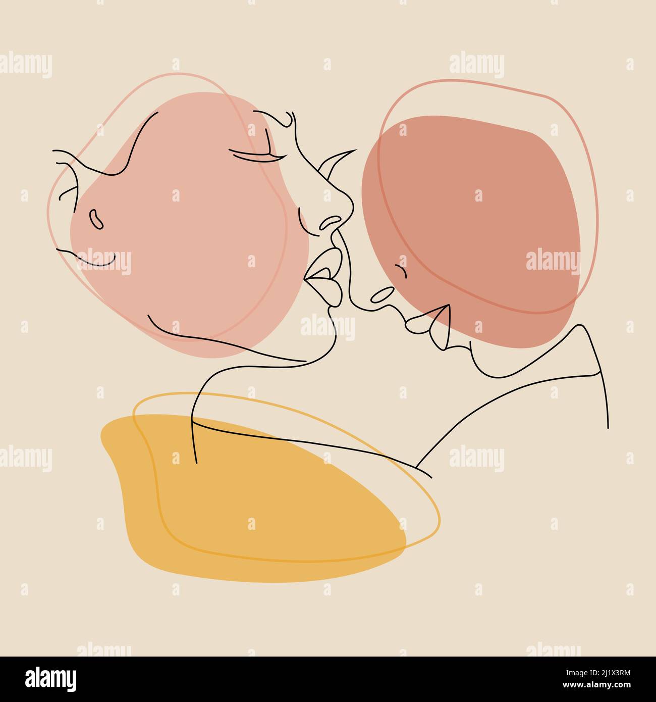 Faces are a line. Continuous linear drawing is fashionable minimalist ...