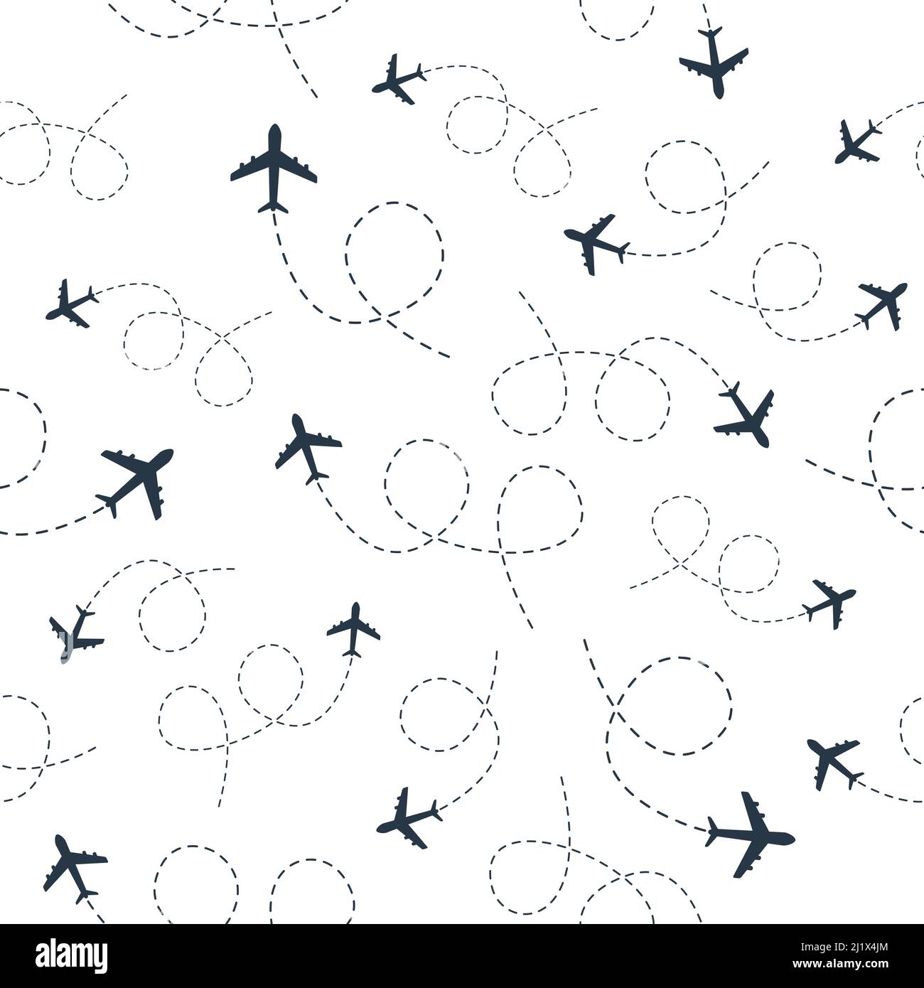 Plane flying with line path seamless pattern. Airplane travel ...