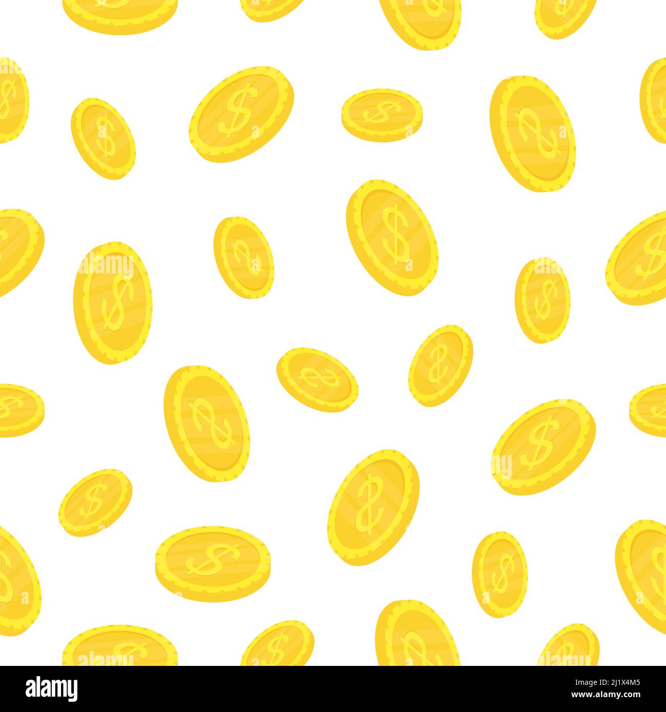 Seamless pattern with golden coins. Falling dollar coins Stock Vector ...