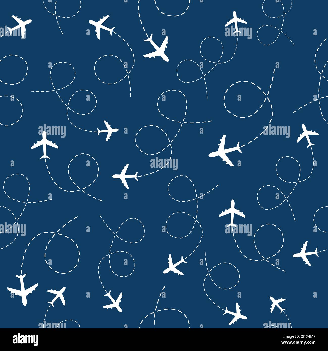 Plane flying with line path seamless pattern. Airplane travel ...
