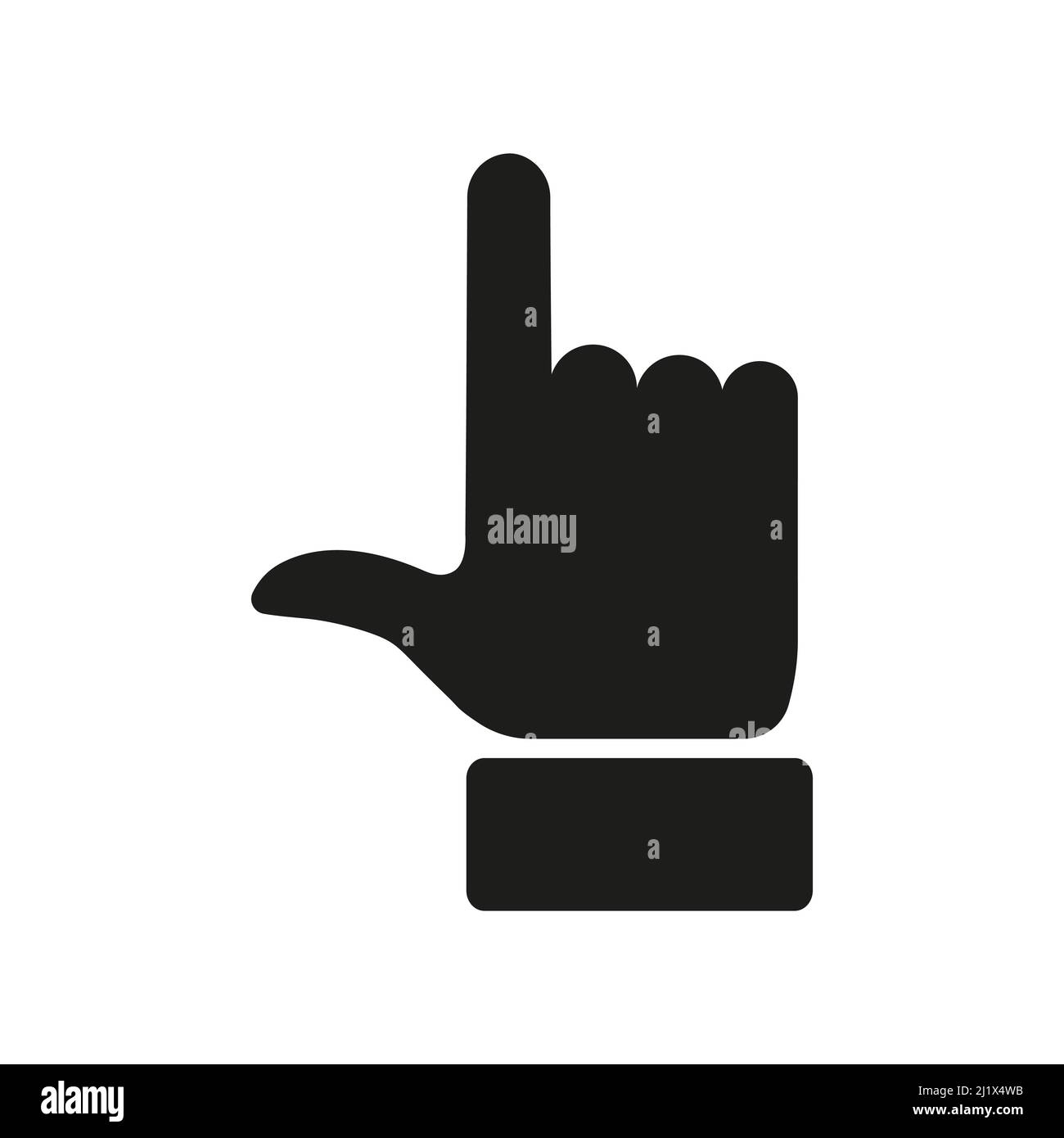 Finger pointer symbol. Hand line icon. Black arm gesture silhouette ...