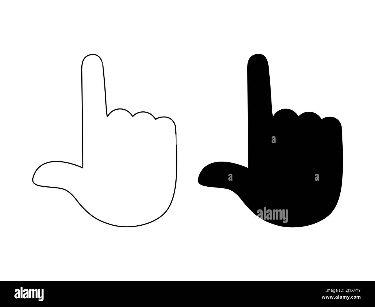 Finger pointer symbol. Hand line icon. Black arm gesture silhouette ...