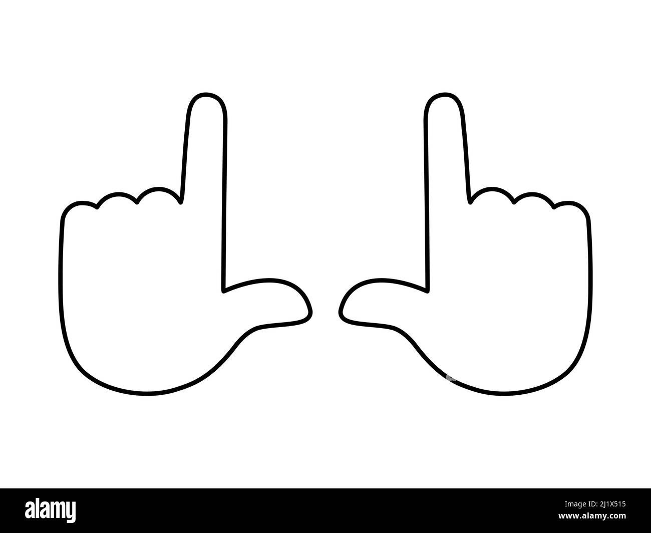Finger pointer symbol. Hand line icon. Black arm gesture silhouette ...