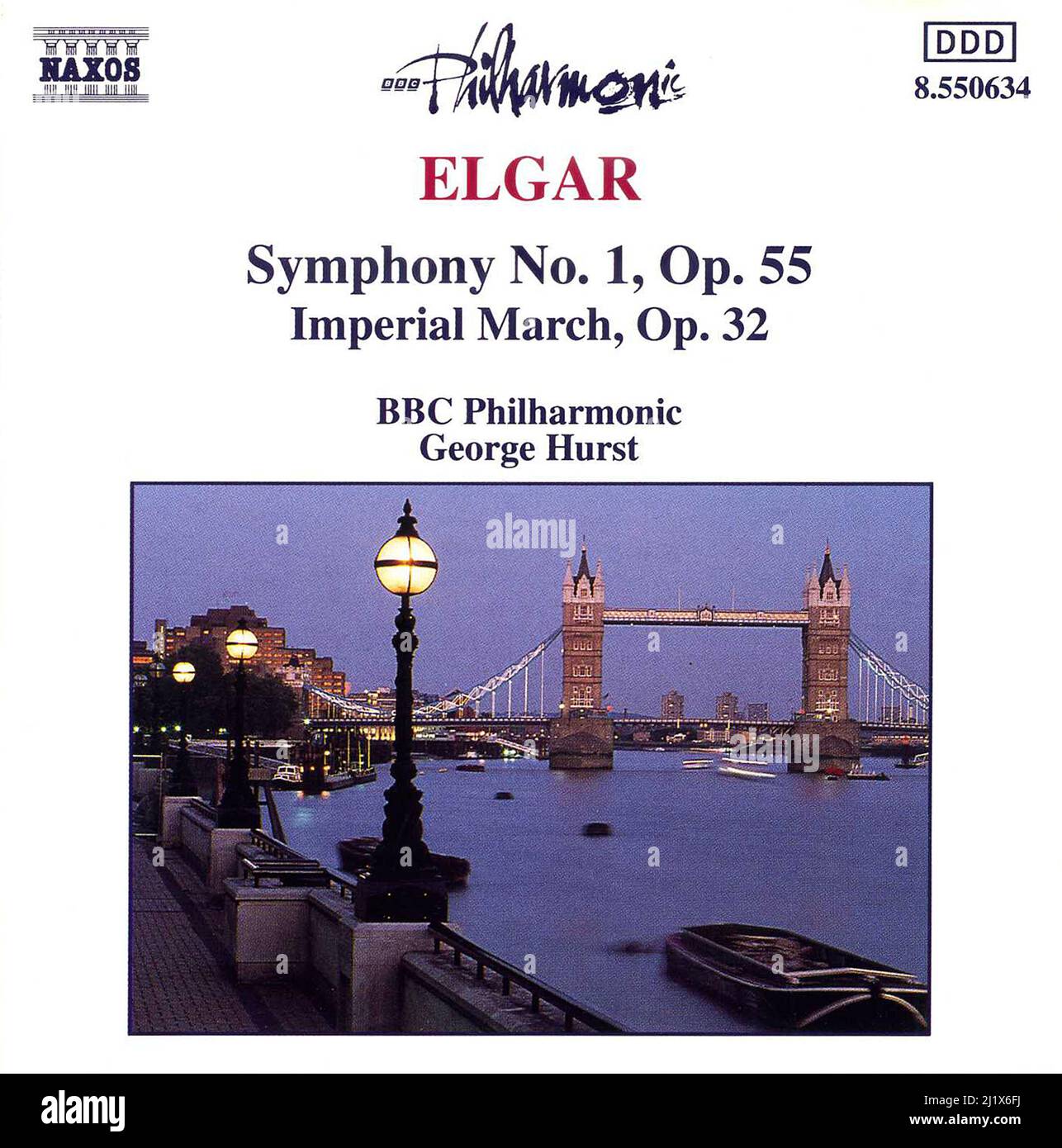 CD album cover. "Symphony No.1 and Imperial March". Edward Elgar. BBC Philharmonic. George Hurst ...