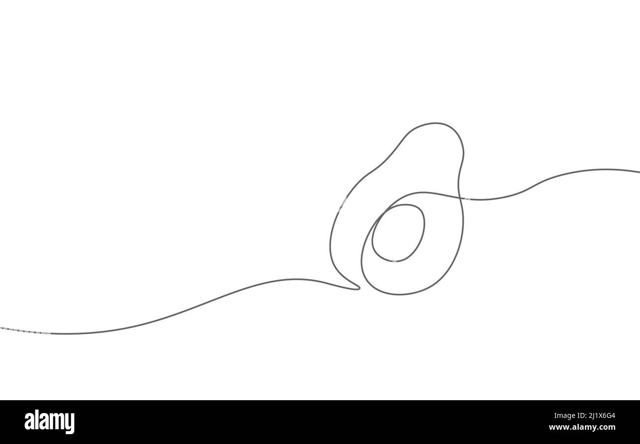 One continuous line fresh avocado icon. Vegetables salad fruit healthy ...