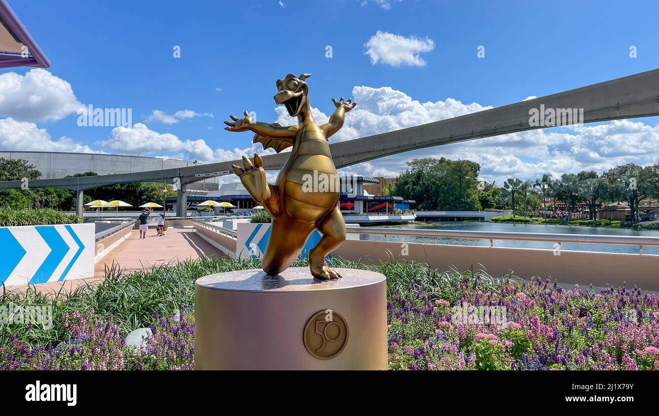 Orlando, FL USA- October 9, 2021: The 50th Anniversary statue of ...