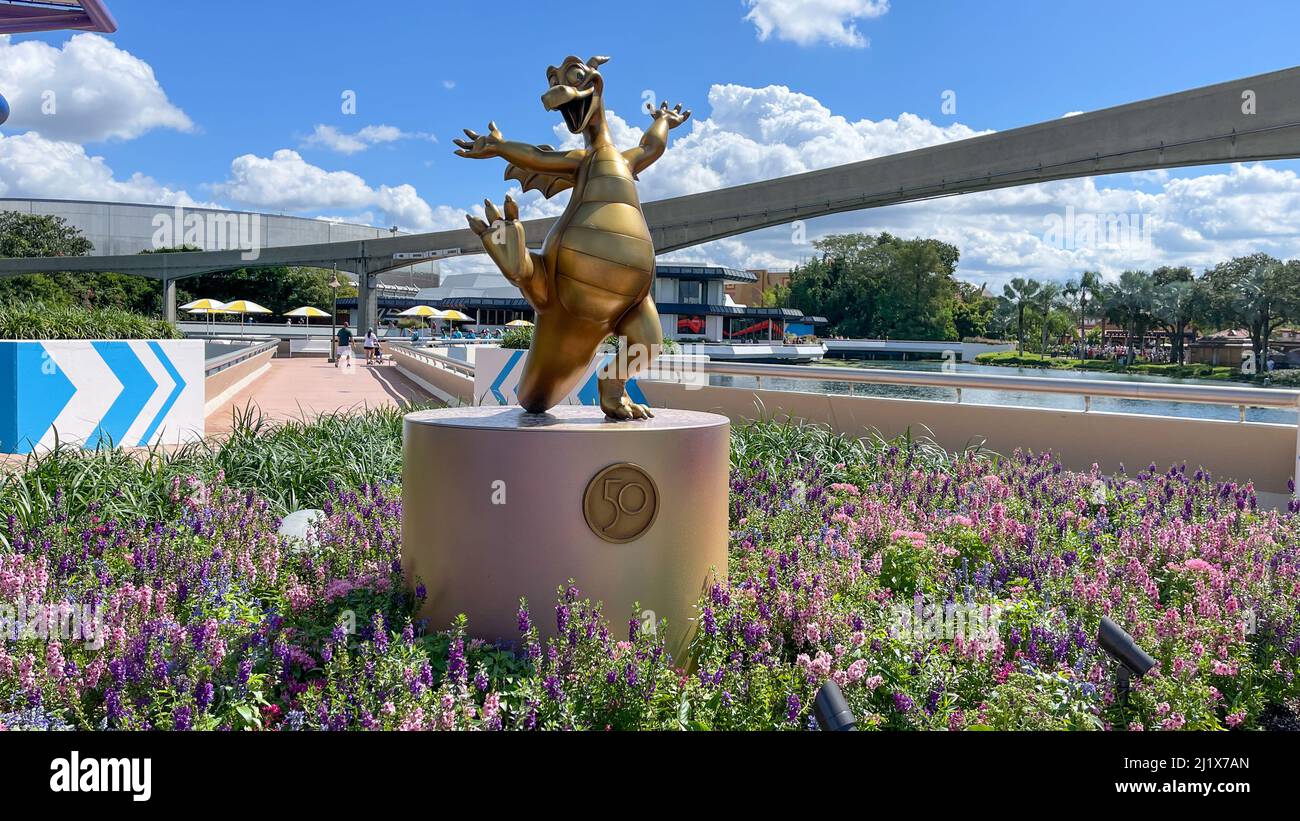Orlando, FL USA- October 9, 2021: The 50th Anniversary statue of ...