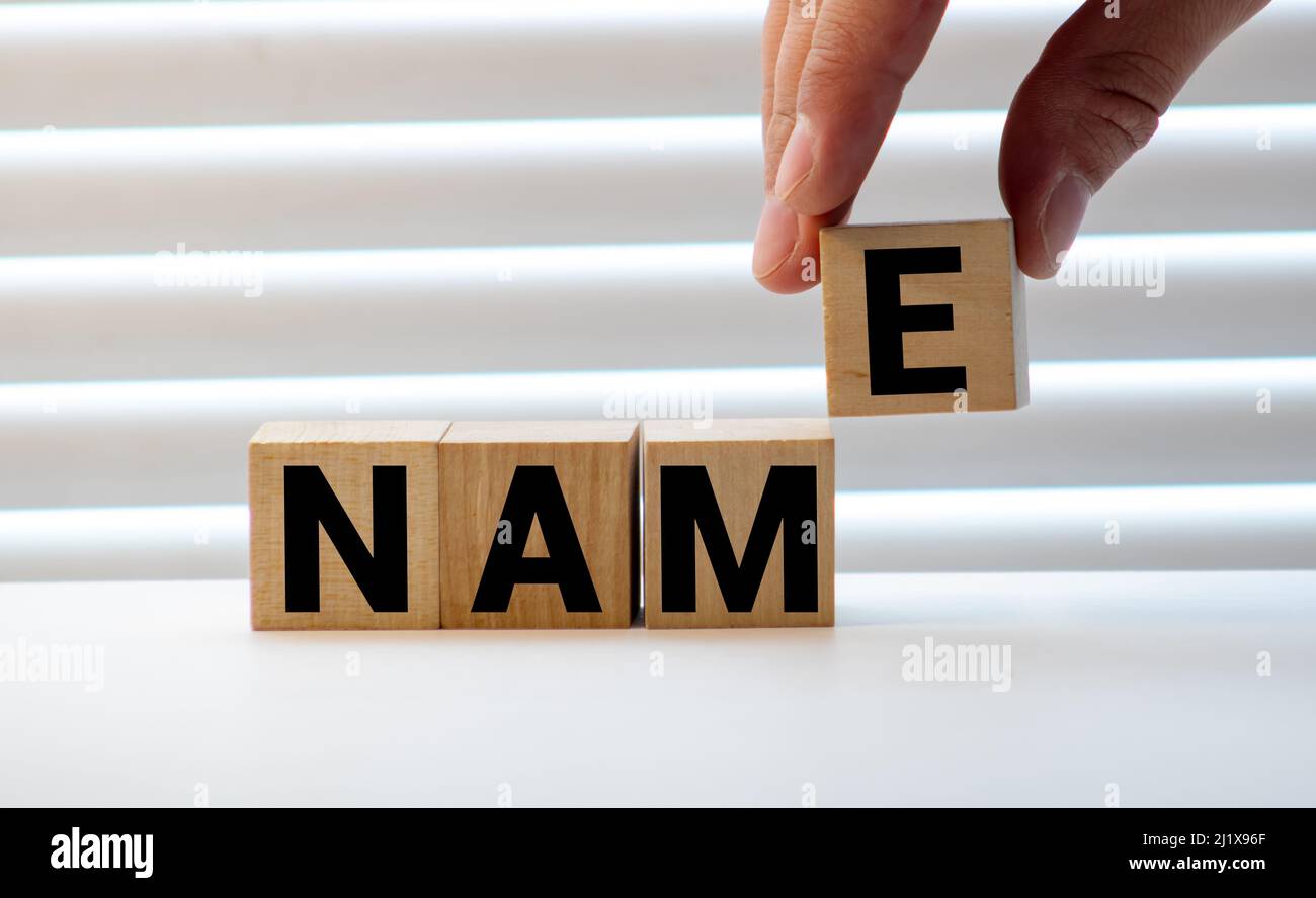 NAME word made with building blocks isolated on white Stock Photo - Alamy