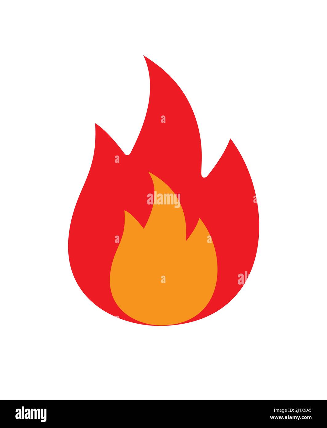 Vector flat cartoon red yellow fire icon isolated on white background ...