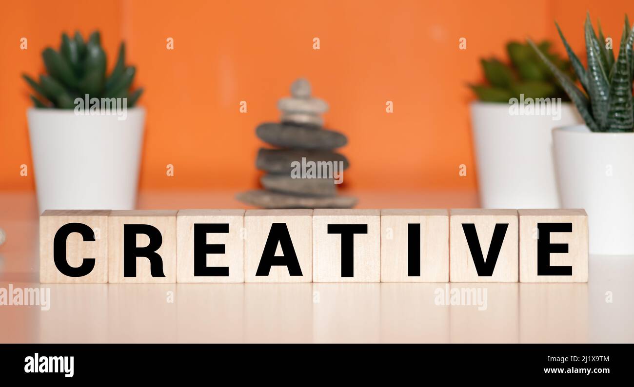 creativity word - text on wooden blocks, creative news concept Stock ...