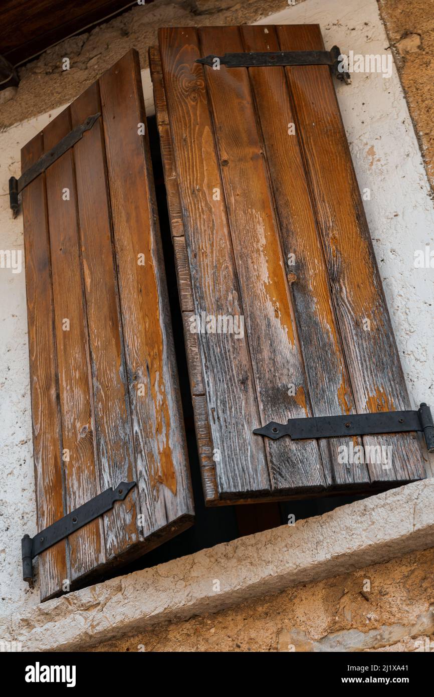 Wood window covers hi-res stock photography and images - Alamy