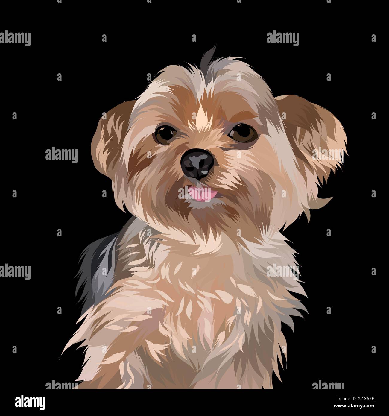 A vertical illustrative painting of a Yorkshire Terrier Stock Photo - Alamy