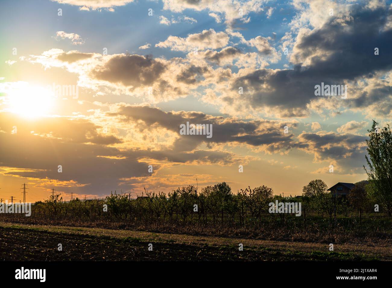 Countryside farming land. Land prepared for farming. Agriculture ...
