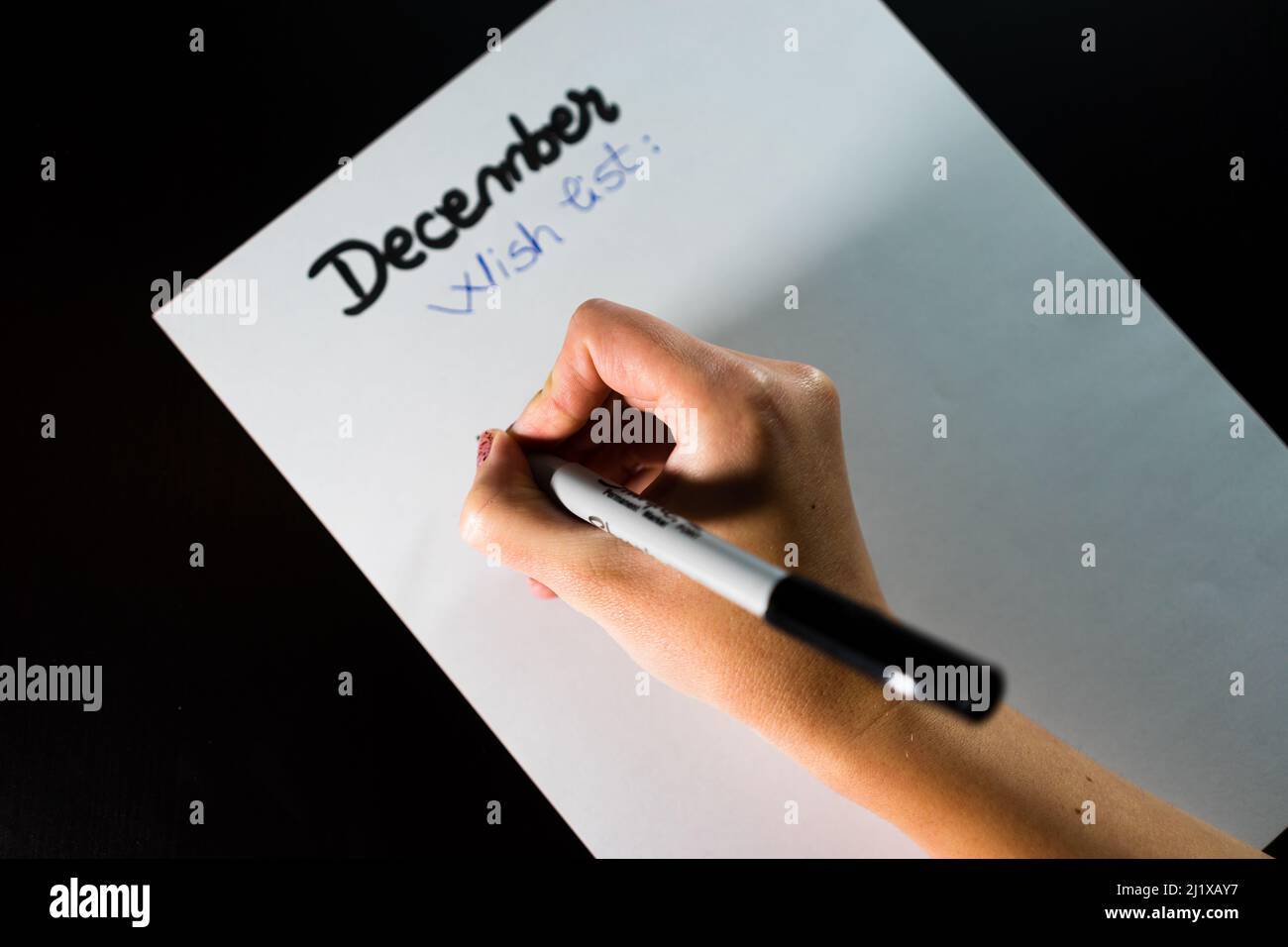 Making a list with goals or shopping list on white paper Stock Photo ...