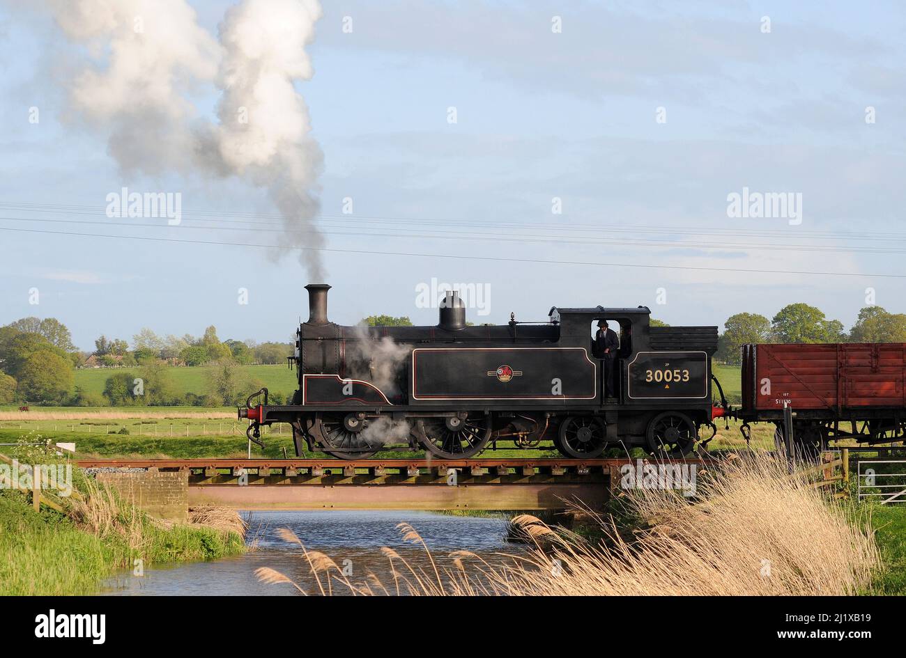 "30053" and a short goods train. Seen here at Hexden Channel, between ...