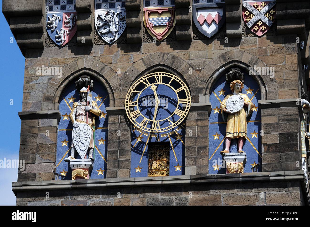 Clock Tower, Cardiff Castle Stock Photo - Alamy