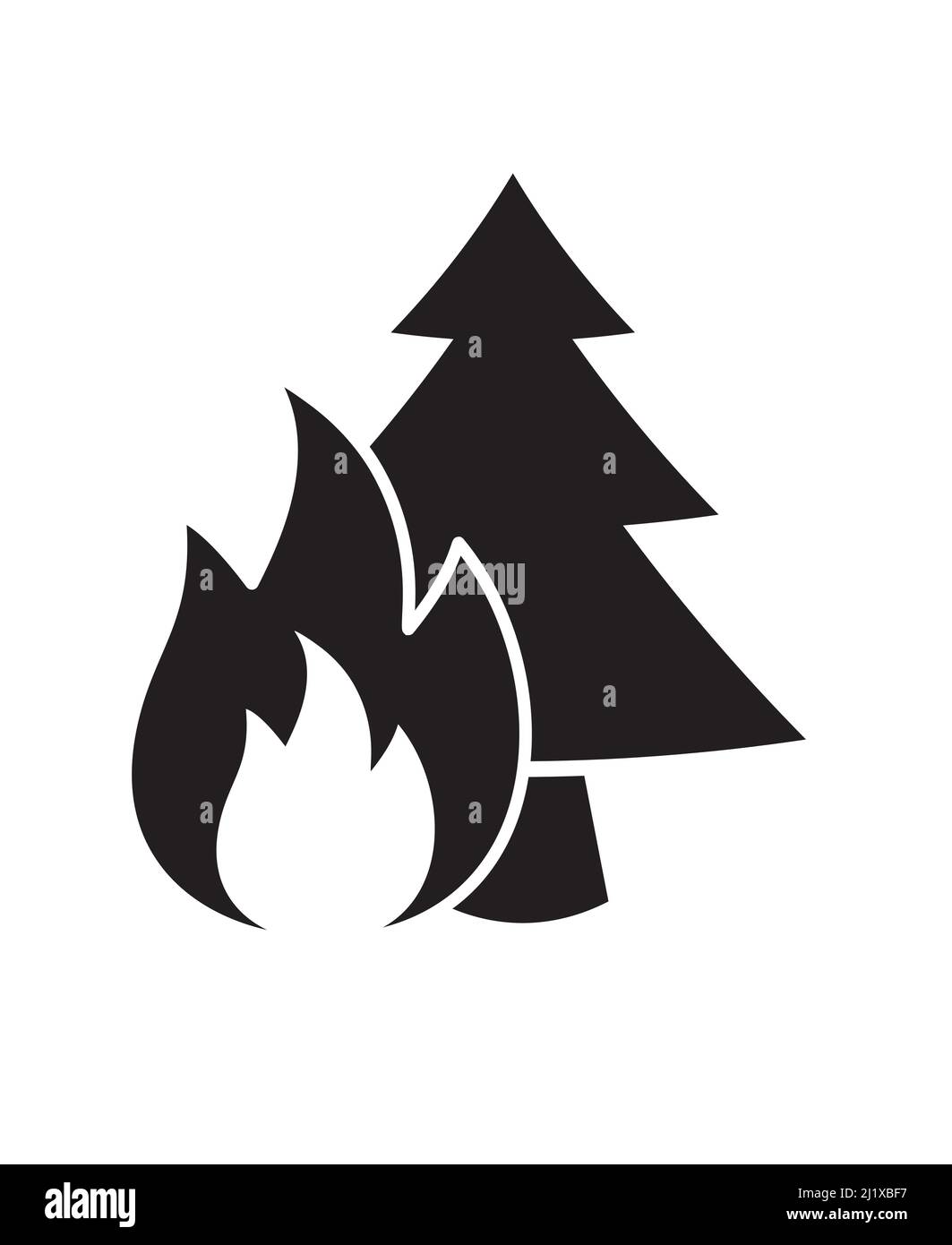 Vector flat black forest fire icon isolated on white background Stock ...