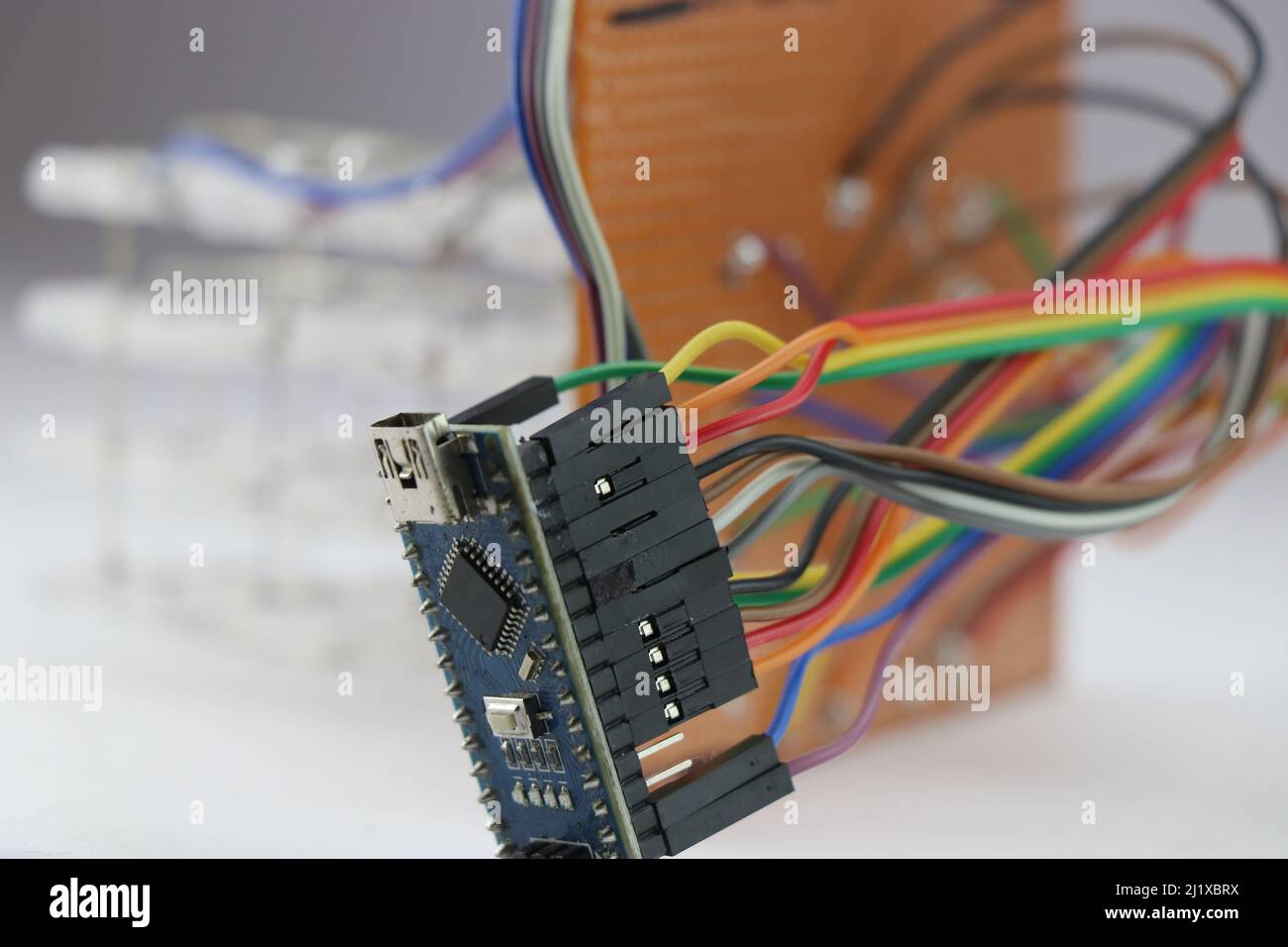 Microcontroller Board Connects To An Electronic Project Programmable