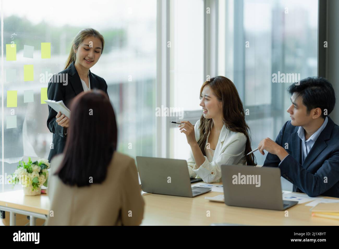 Business team discuss at meeting room. Financial accountant ...