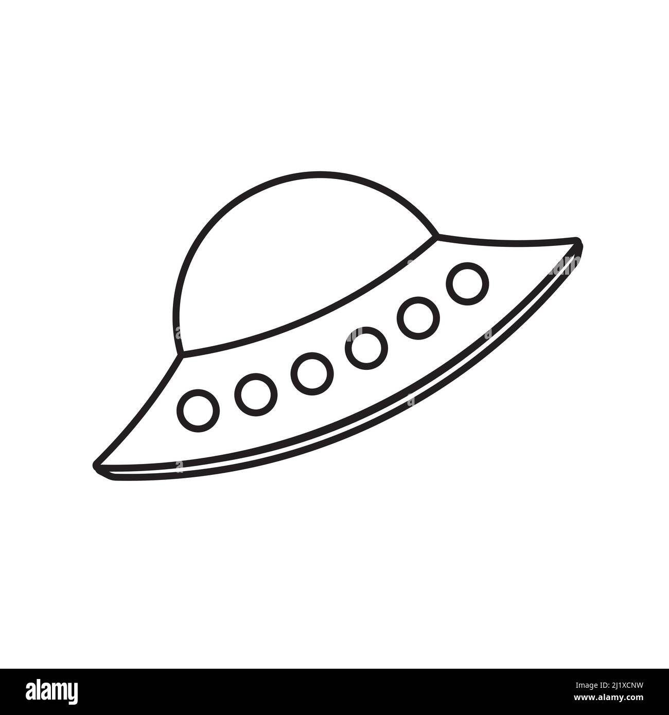 Vector flat black outline alien ufo icon isolated on white background ...