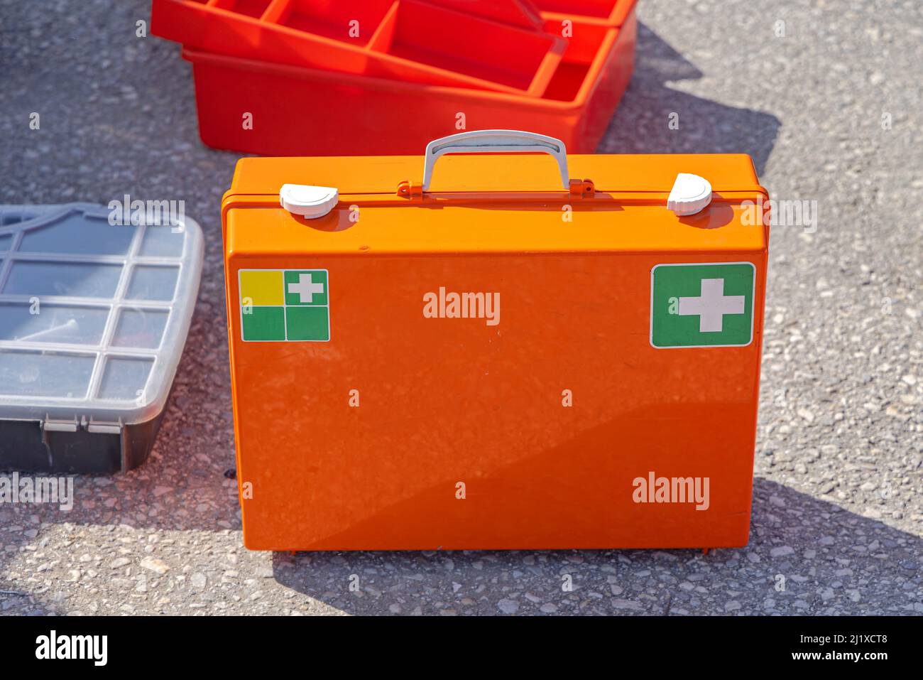 Orange Hard Case for Medical Kit Safety Equipment Stock Photo - Alamy