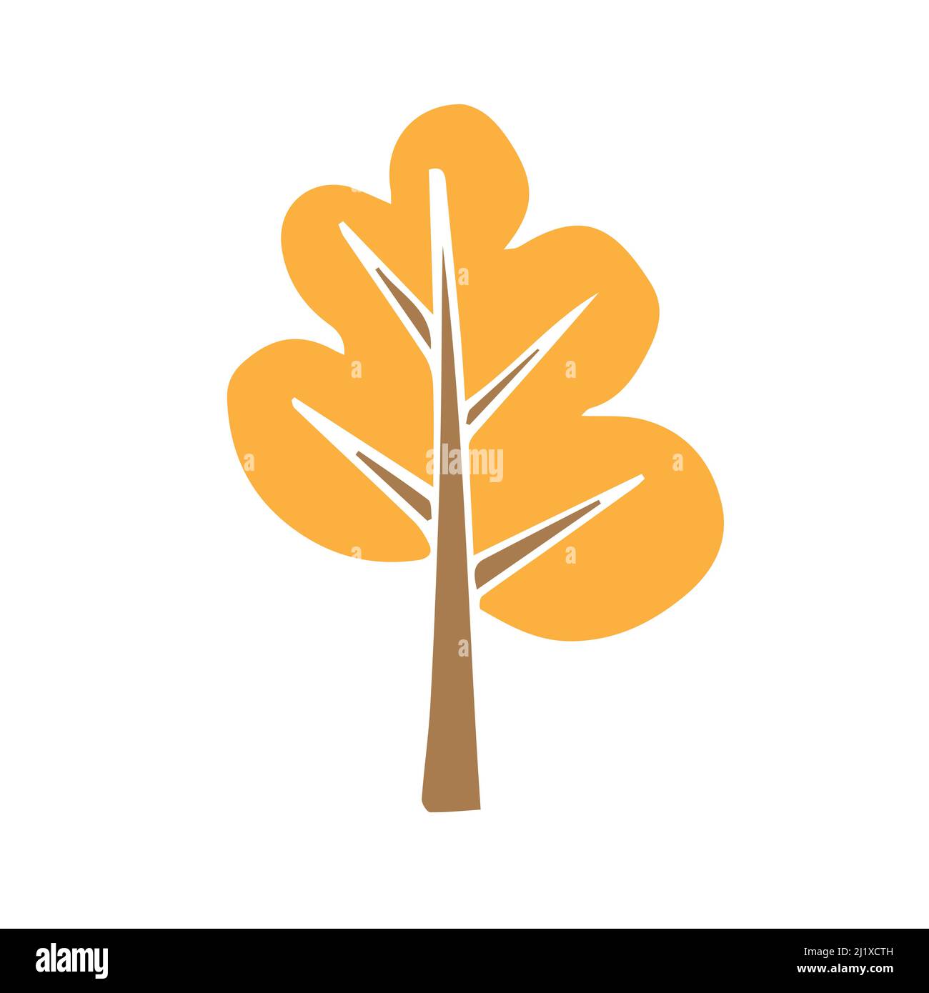 Vector hand drawn doodle sketch orange autumn tree isolated on white ...