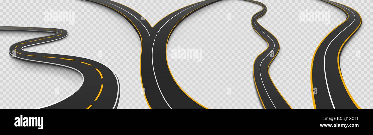 Road, winding and fork highway isolated on transparent background ...