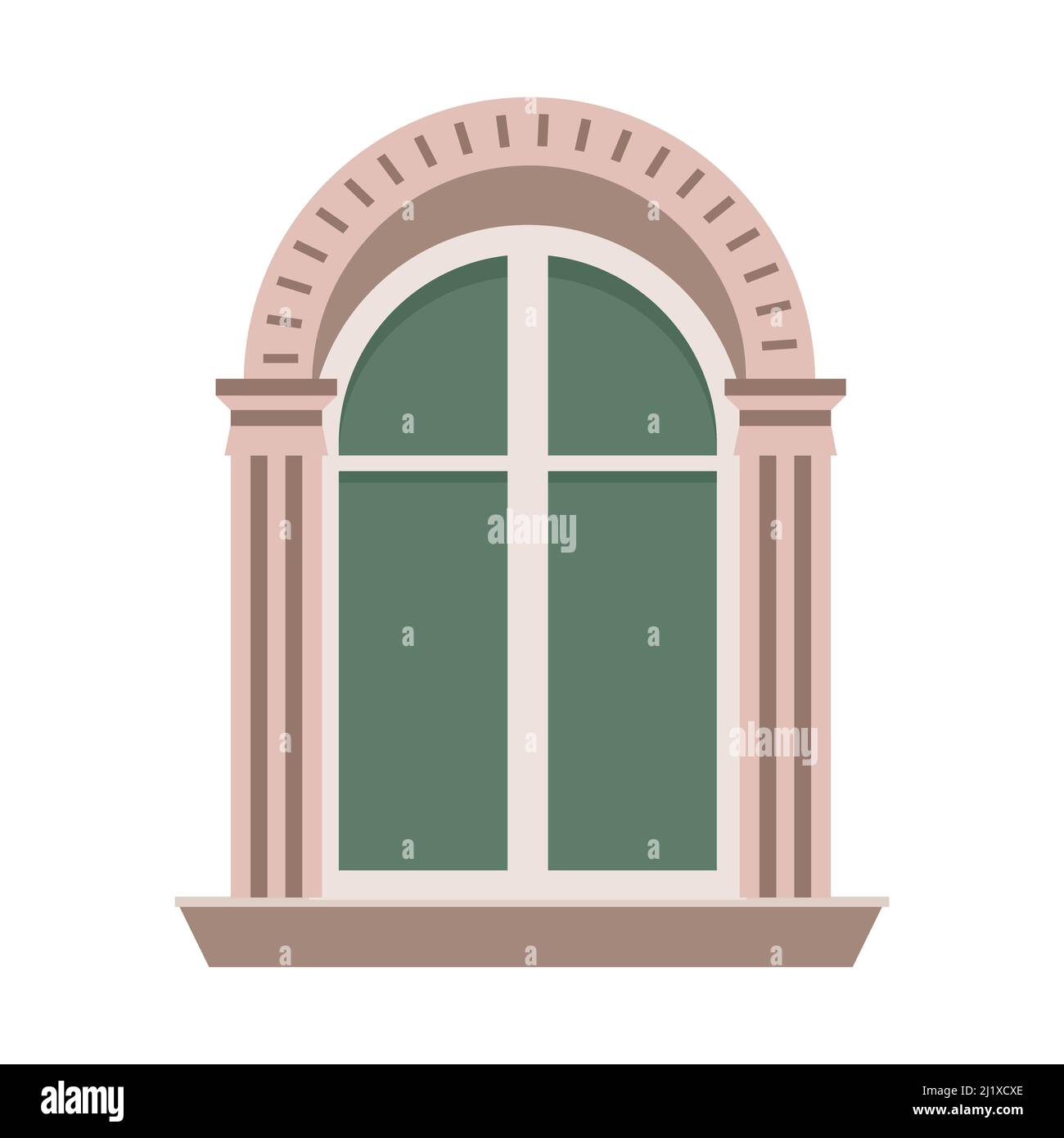 window with a round top. vector illustration. window close-up. exterior ...