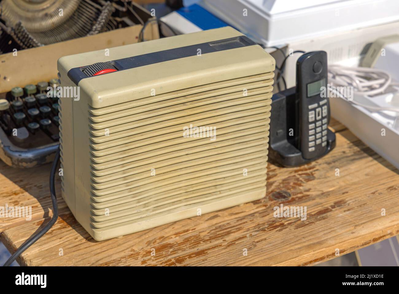 Vintage Portable Radio in Box With Big Speaker Stock Photo - Alamy