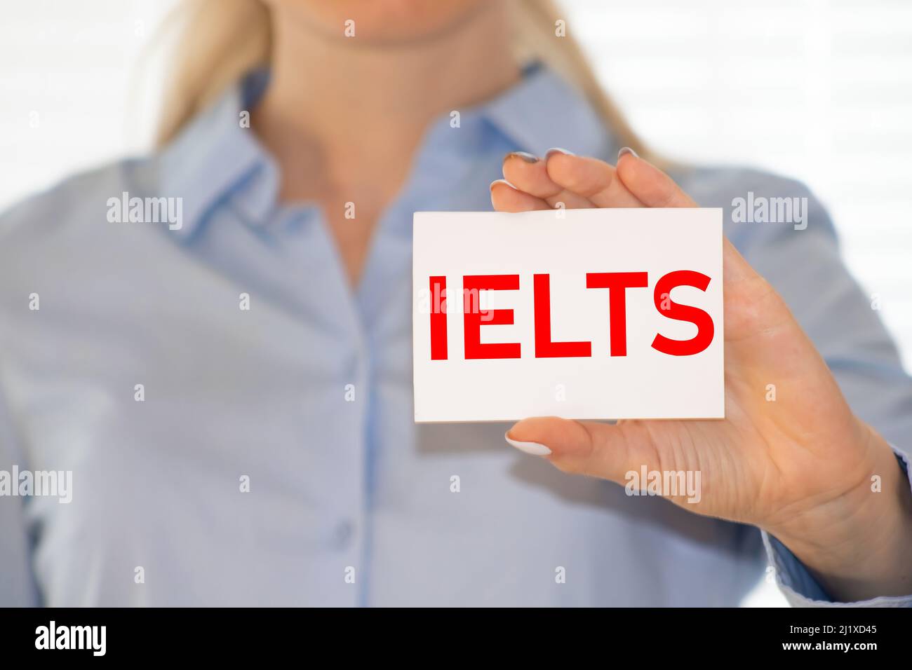 Test of English multiple choice on table. Top view, flatlay, free space ...