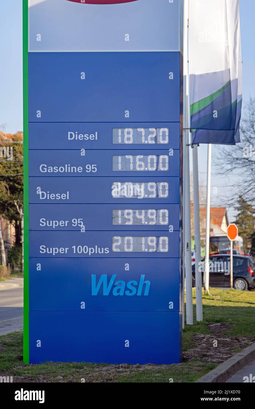 Modern Petrol Station Totem With Led Sign Prices Stock Photo - Alamy