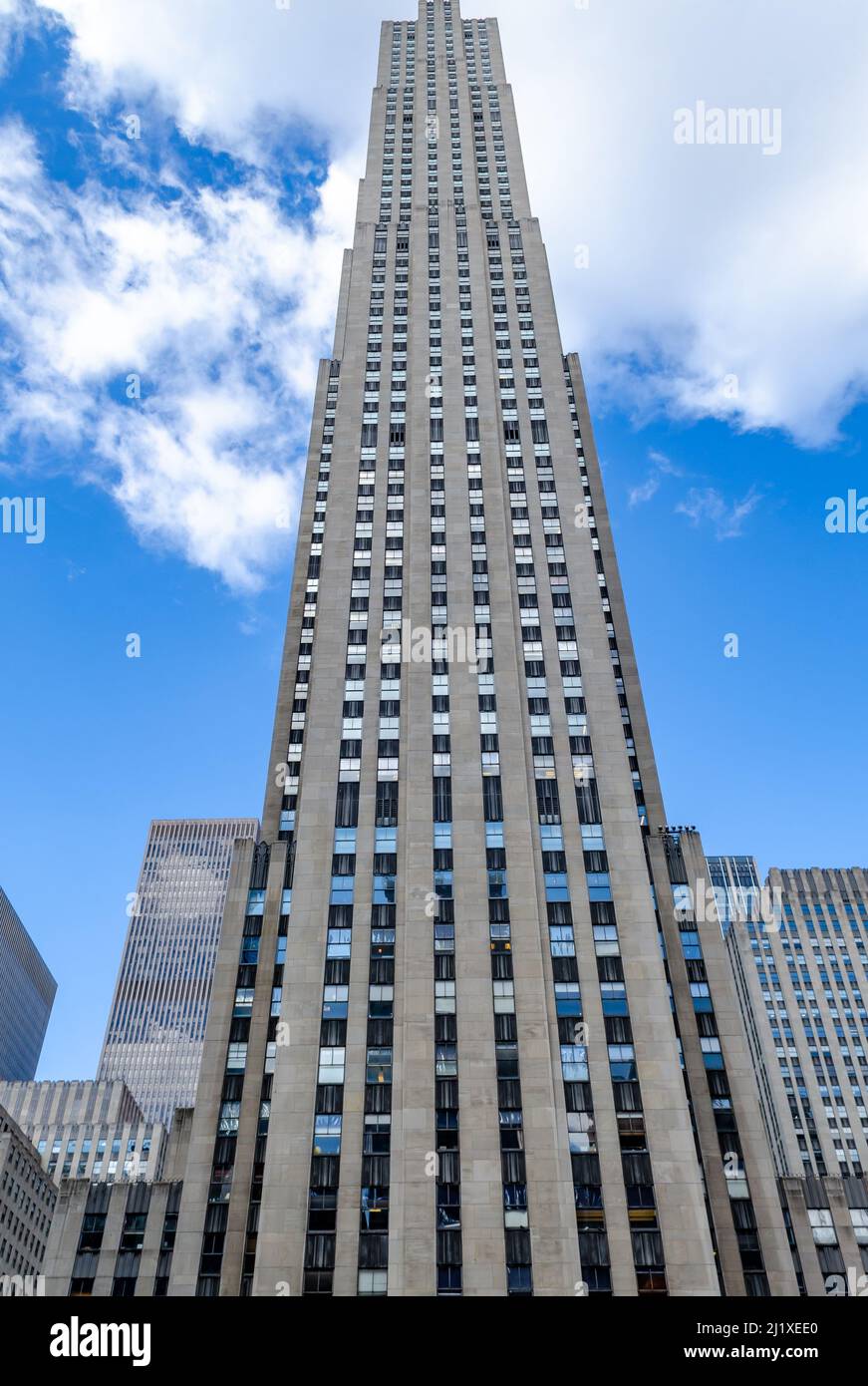 Rockefeller Center building facade, New York City, low angle view ...