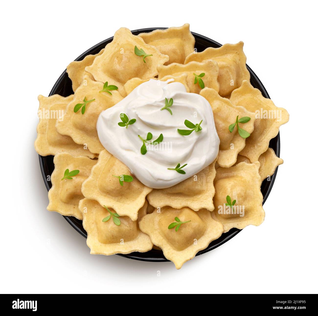 Italian ravioli pasta isolated on white background, top view Stock ...