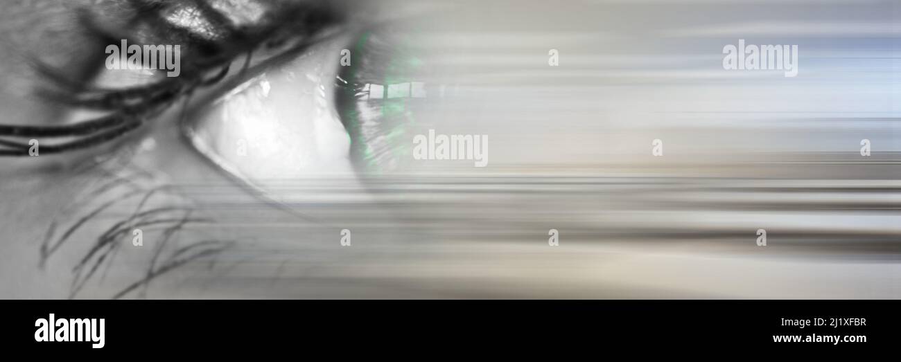 Blurred effect with copy space against close up of female eye Stock ...