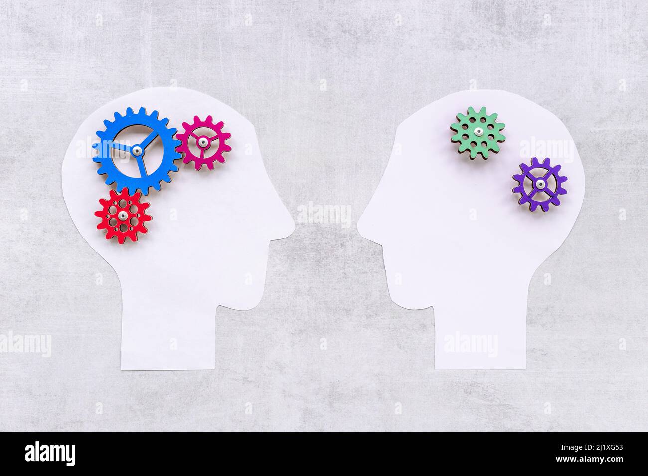 Two shape of men head - connection and communication concept Stock ...