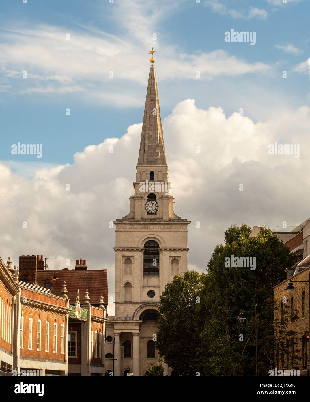 White stone façade of Christ Church Spitalfields by architect Nicholas ...