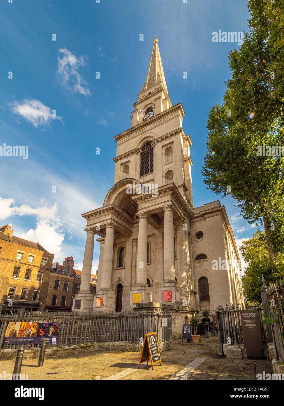 White stone façade of Christ Church Spitalfields by architect Nicholas ...