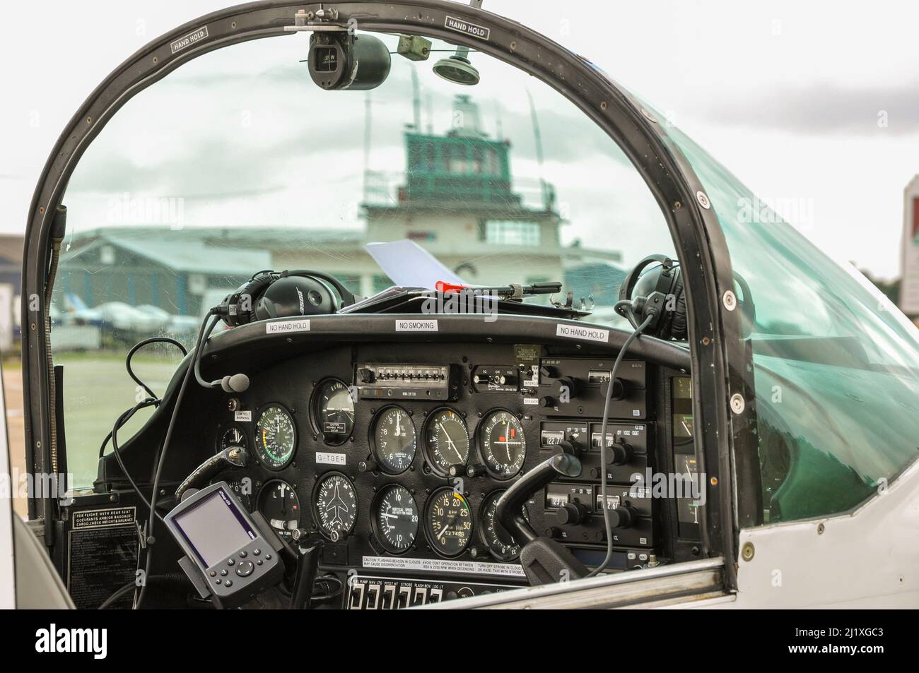 Cockpit of Gulfstream American AA-5B Tiger G-TGER light plane taking ...