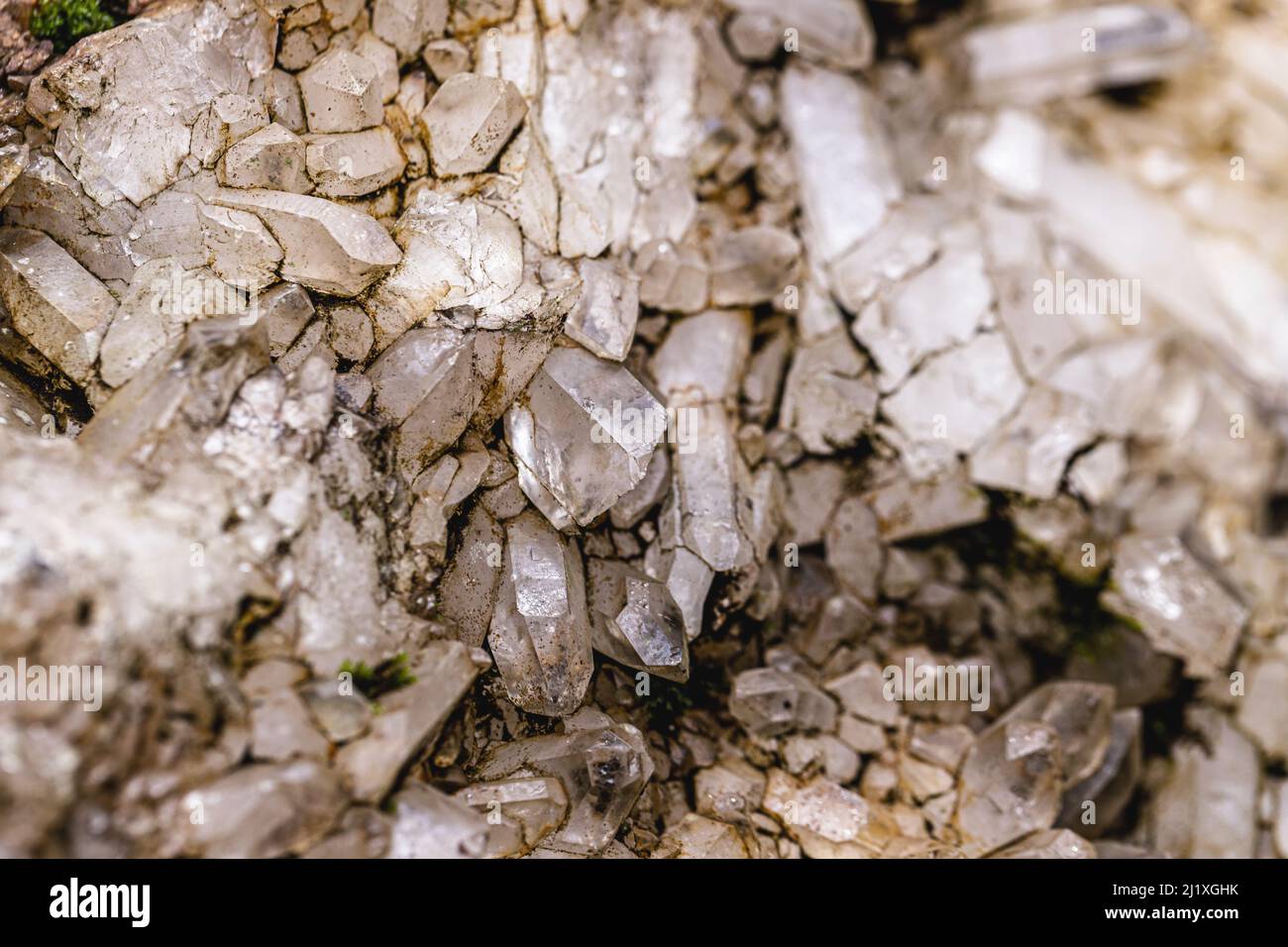 raw quartz in a mine, mineral being excavated in a pure state Stock ...