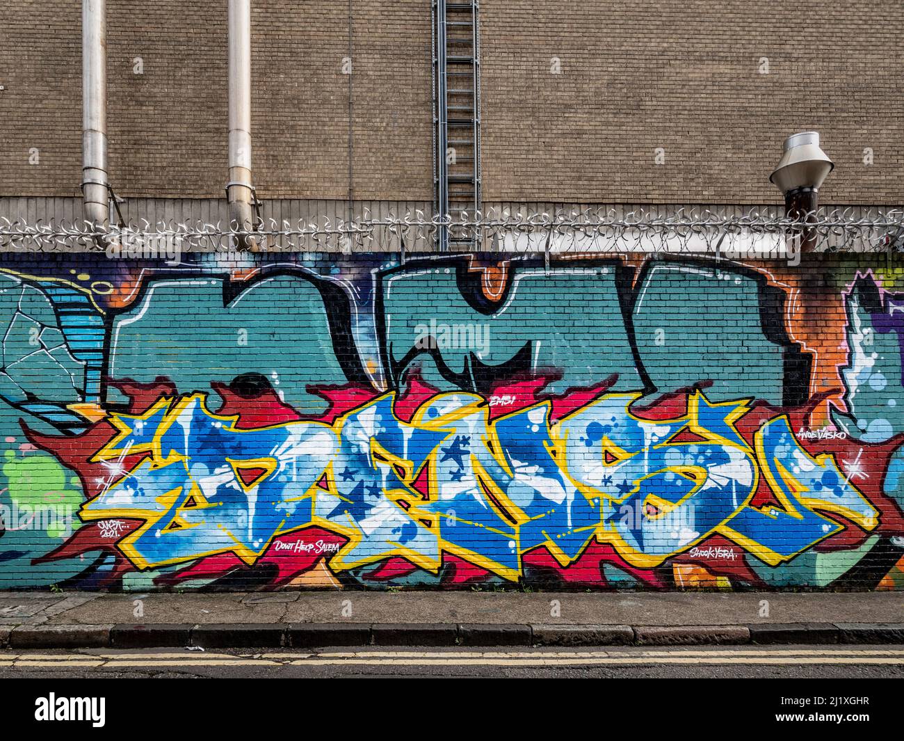 Grey Eagle Street graffiti in the Spitalfields area of London Stock ...