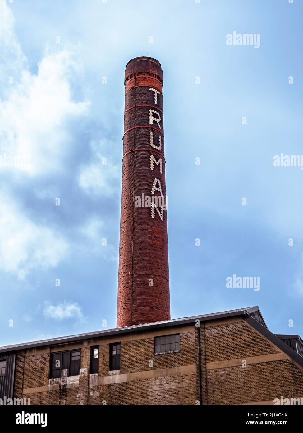 The Trumans Brewery chimney in the East end of London, seen against a ...