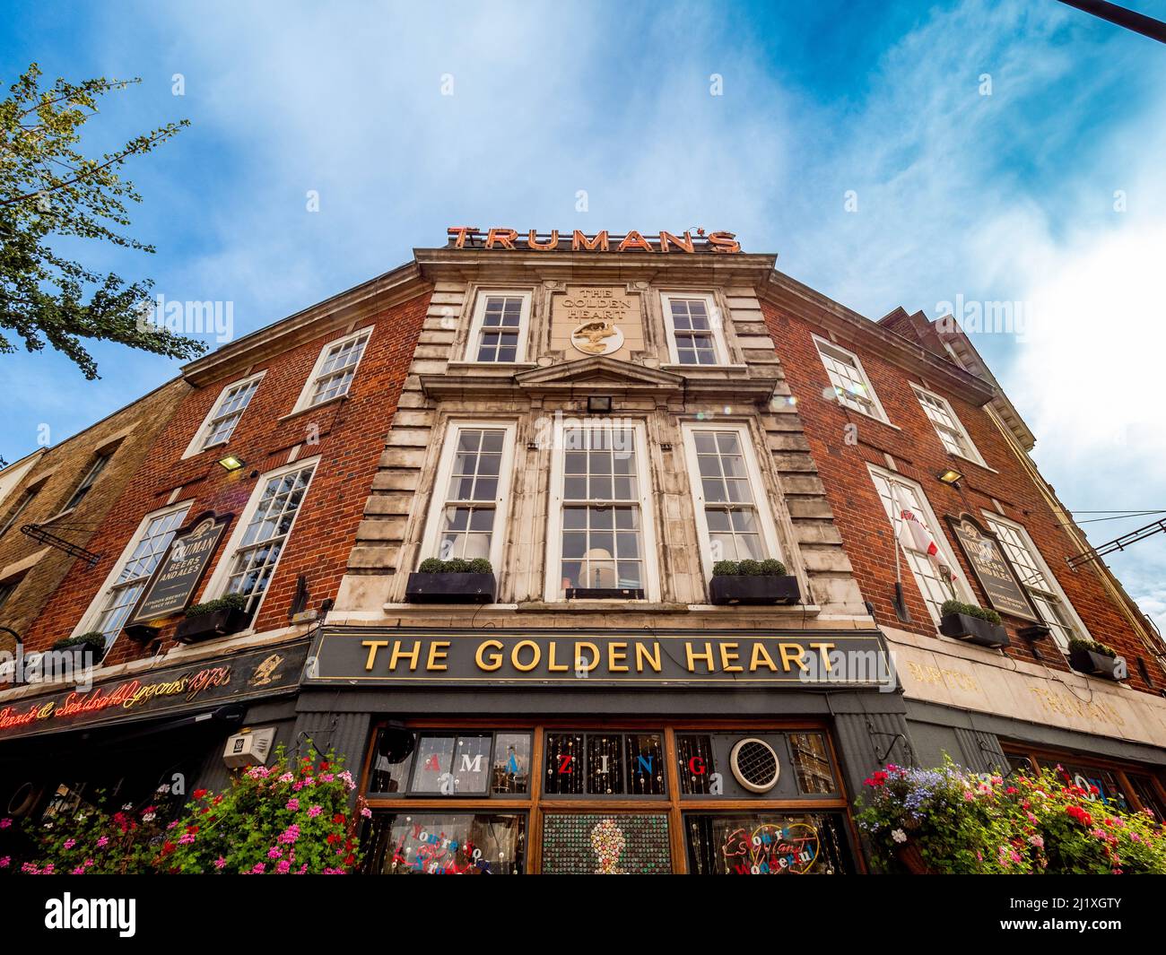 Exterior façade of The Golden Heart a grade II listed pub in ...